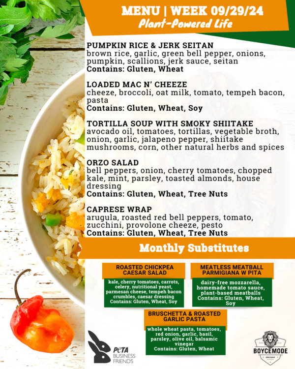 Healthy Weekly Meal Plan| Plant-Based Meals in NJ -BoyceMode